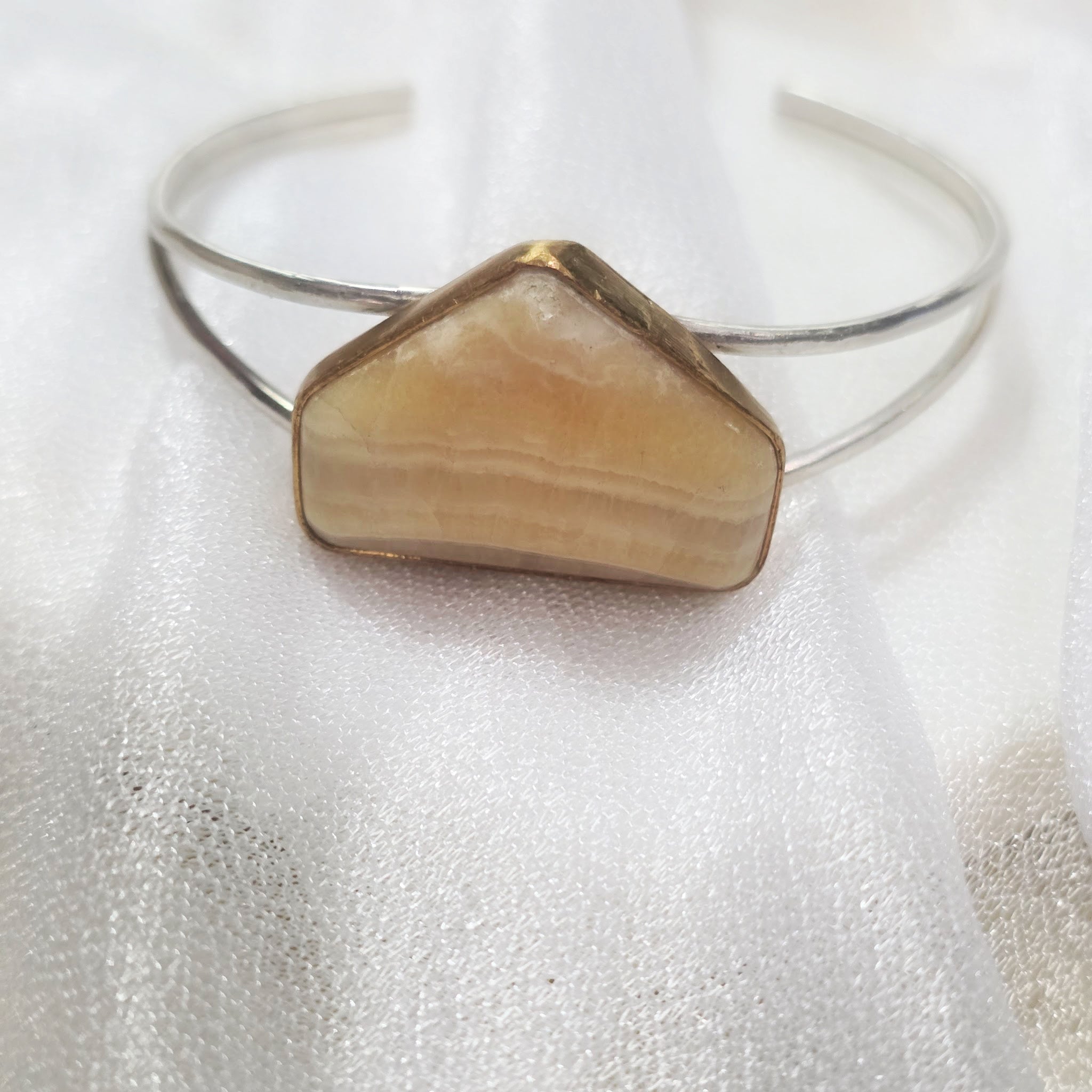 White Onyx Triangle Split Cuff – Argentium Silver & Brass | One-of-a-K ...